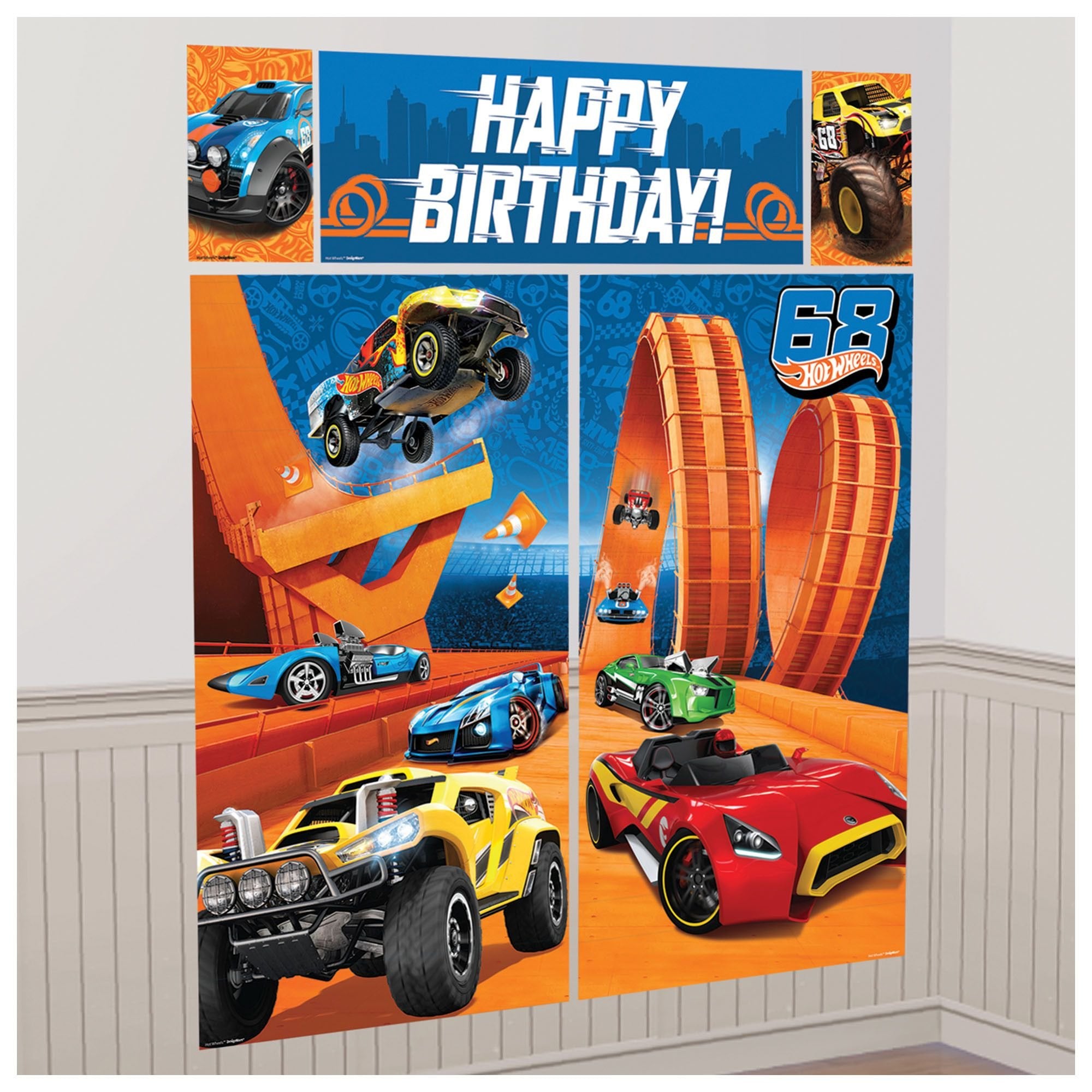 Hot Wheels Wild Racer Scene Setters Wall Decorating Kit – Peach State ...