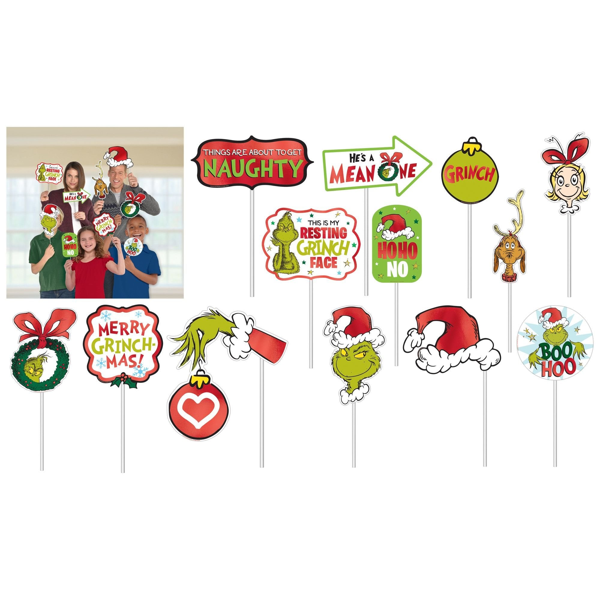 Traditional Grinch Photo Prop Kit - 13 Props – Peach State Party Supplies